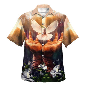 Jesus Christ Lion And Dove Hawaiian Shirts For Men - Seseable