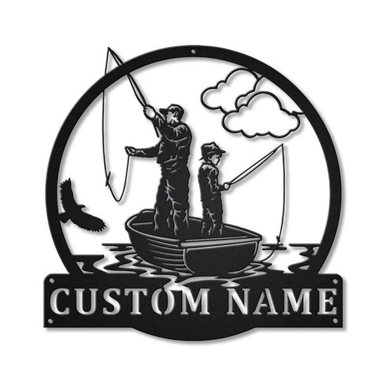Personalized Fishing Father And Son Monogram Metal Sign, Custom Name ...