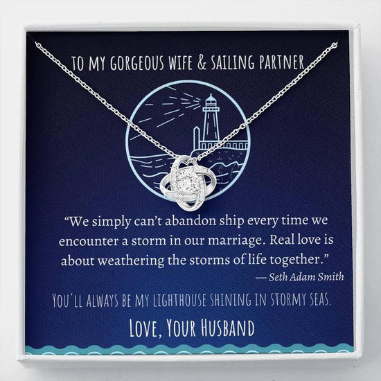Sailing Partner Wife Love Knot Necklace "Lighthouse Shining" - Seseable