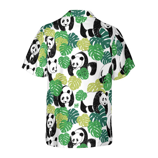 Panda Hawaiian Shirt, Tropical Leaves, Panda Aloha Shirt For Men ...