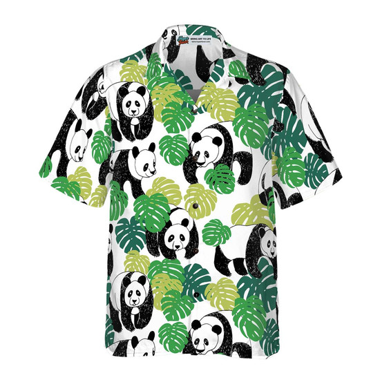 Panda Hawaiian Shirt, Tropical Leaves, Panda Aloha Shirt For Men ...