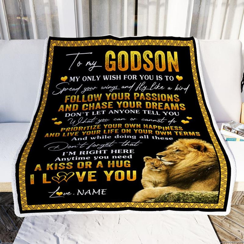 Personalized To My Godson Blanket From Godfather Lion My Only Wish For ...