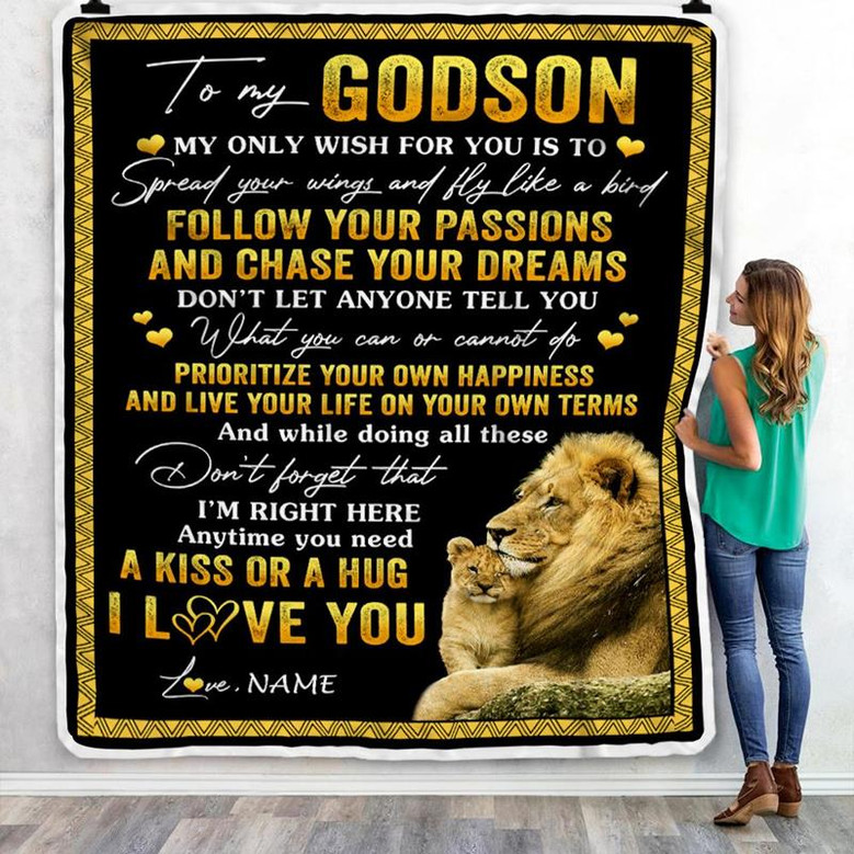 Personalized To My Godson Blanket From Godfather Lion My Only Wish For ...