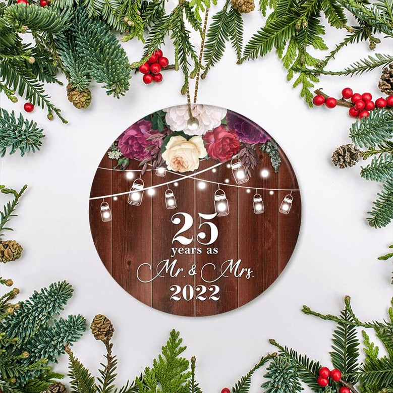 25th Anniversary Wedding Ornament 25 Years As Mr and Mrs For Couples Christmas Husband Wife Married Wedding Gift Holiday Decoration Christmas Tree Ornament Thegiftio UK