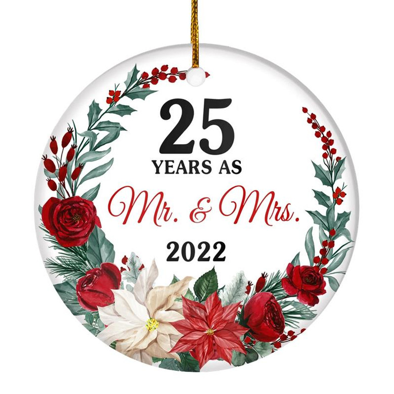 25th Wedding Anniversary Ornament Married 25 Years As Mr and Mrs For Couples Christmas Husband Wife Wedding Gift Holiday Decoration Christmas Tree Ornament Thegiftio UK