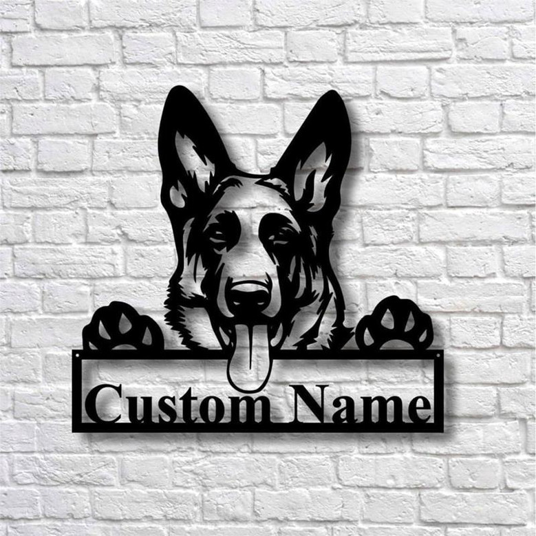 Personalized German Shepherd Dog Cut Metal Sign - Thegiftio
