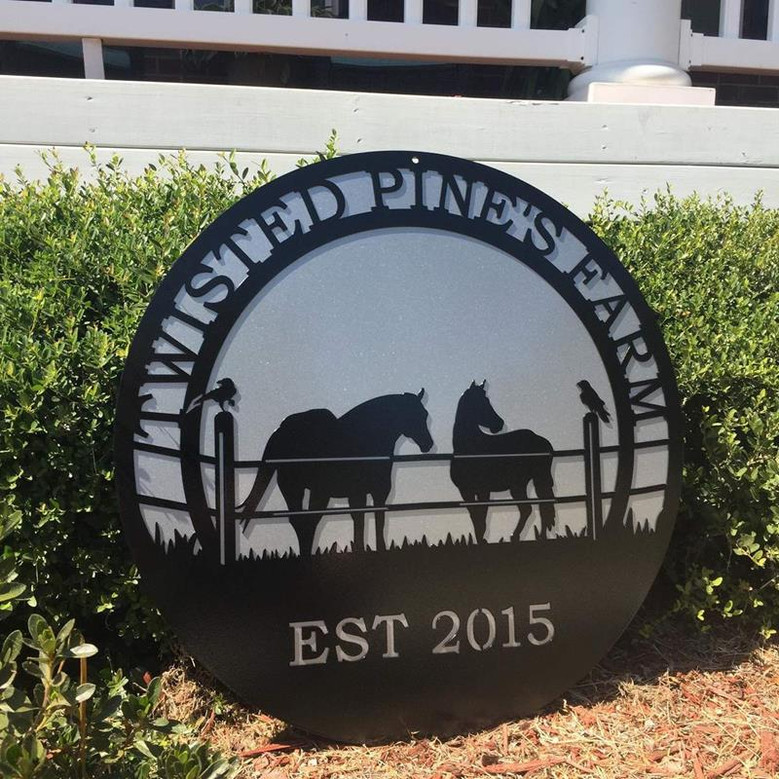 Personalized Horse & Raven Farm Sign Cut Metal Sign Metal Wall Art ...