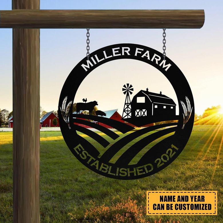 Personalized Metal Farm Sign Barn Cow Cattle Monogram Custom Outdoor ...