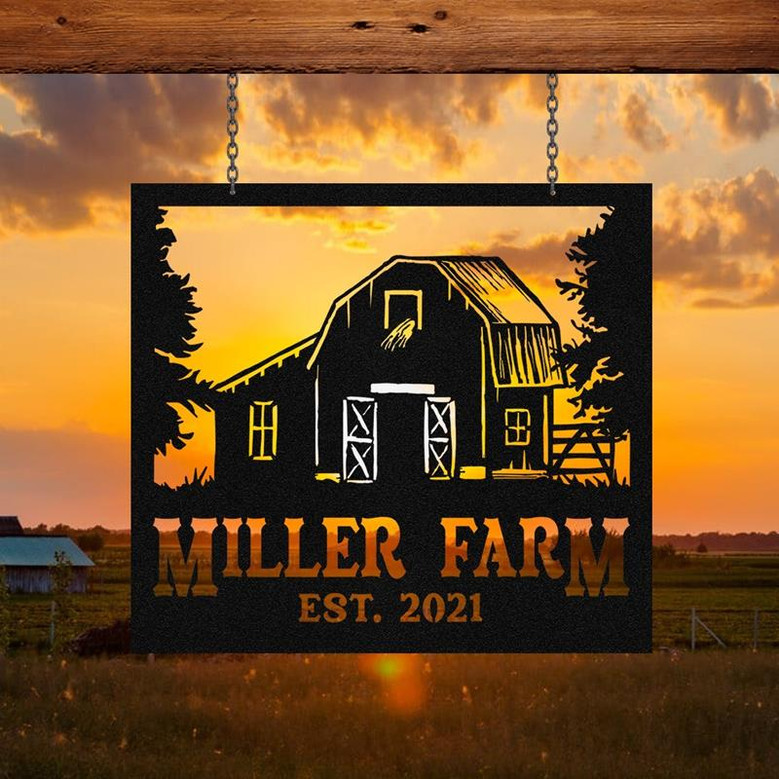 Personalized Metal Farm Sign Barn Monogram Custom Outdoor Farmhouse ...