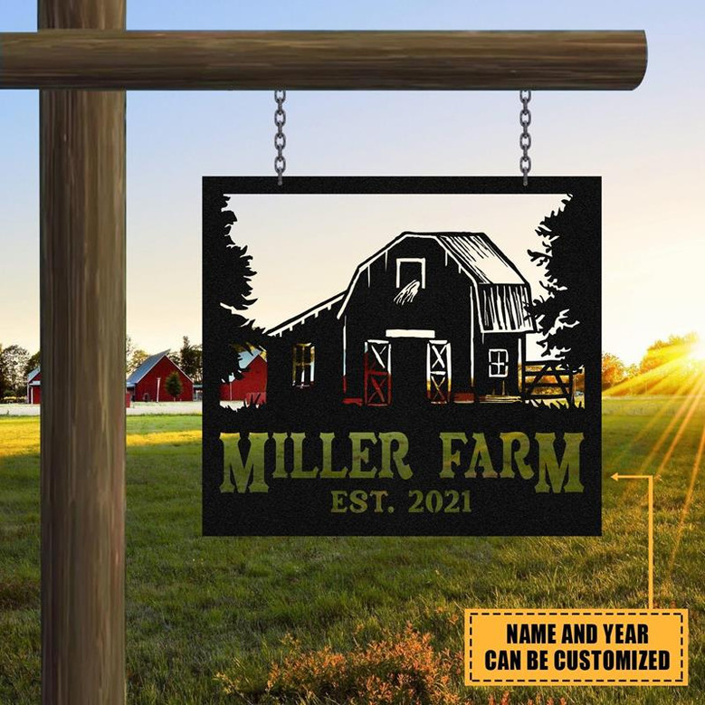 Personalized Metal Farm Sign Barn Monogram Custom Outdoor Farmhouse ...