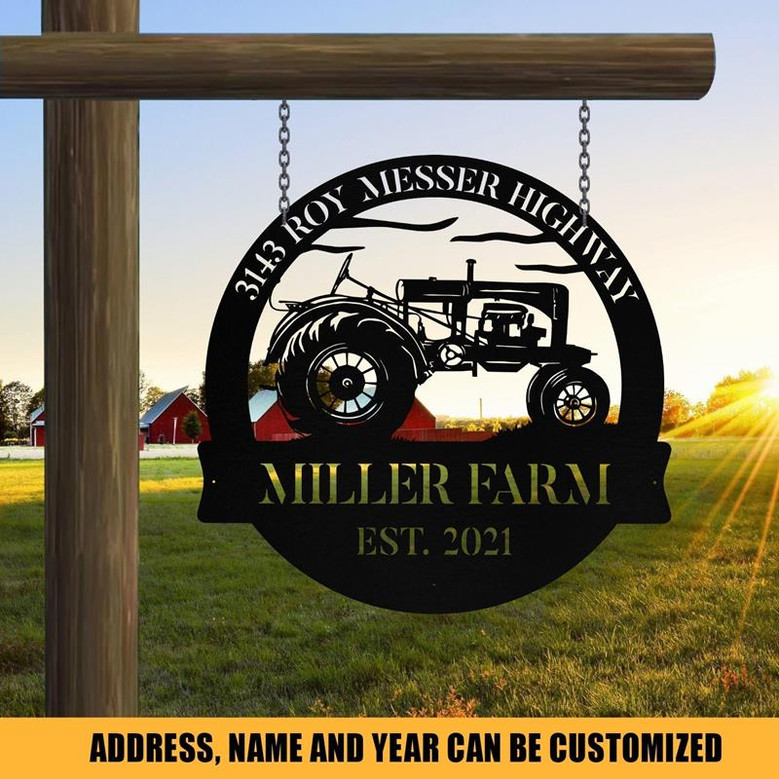 Personalized Metal Farm Sign Tractor Monogram Custom Outdoor Farmhouse ...
