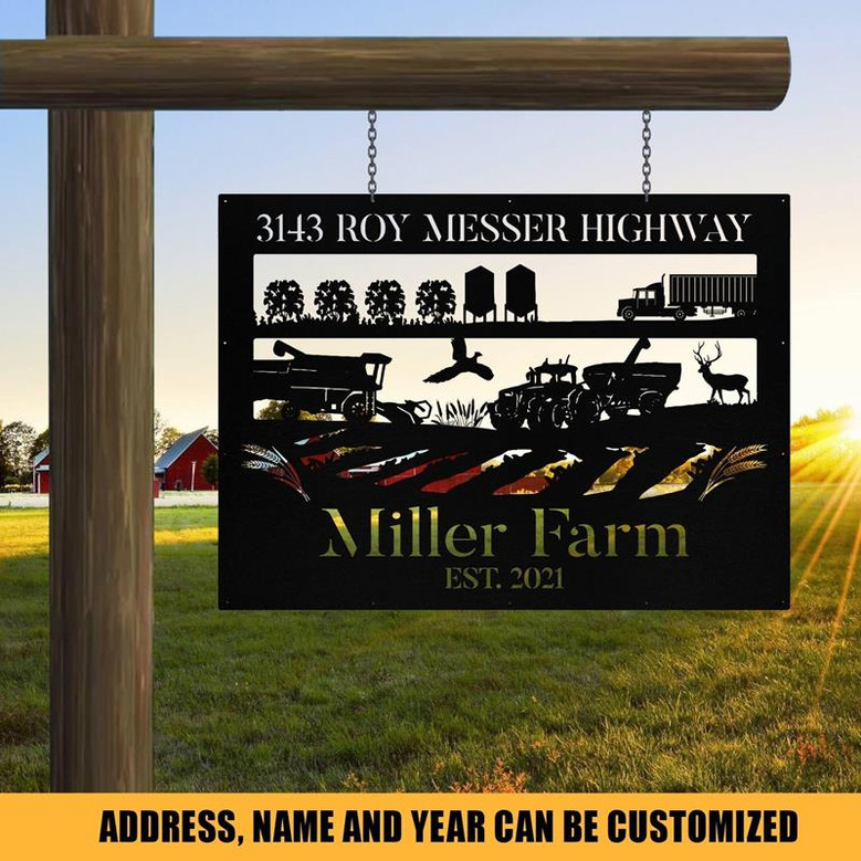 Personalized Metal Farm Sign Wheat Tractor Truck Deer Monogram Custom ...