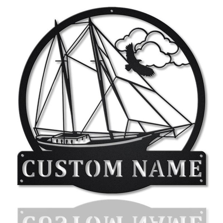 Personalized Schooner Ship Monogram Metal Sign Art - Thegiftio UK