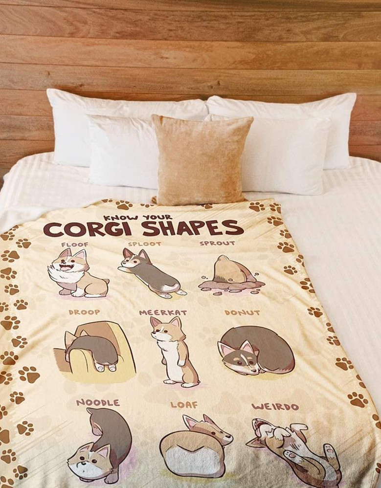 Know Your Corgi Shapes Corgi Bed Throw Blanket Gift for Dog Lover ...