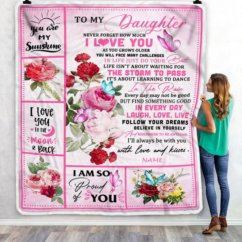 Personalized To My Daughter Blanket From Mom Dad Never Forget I Love ...