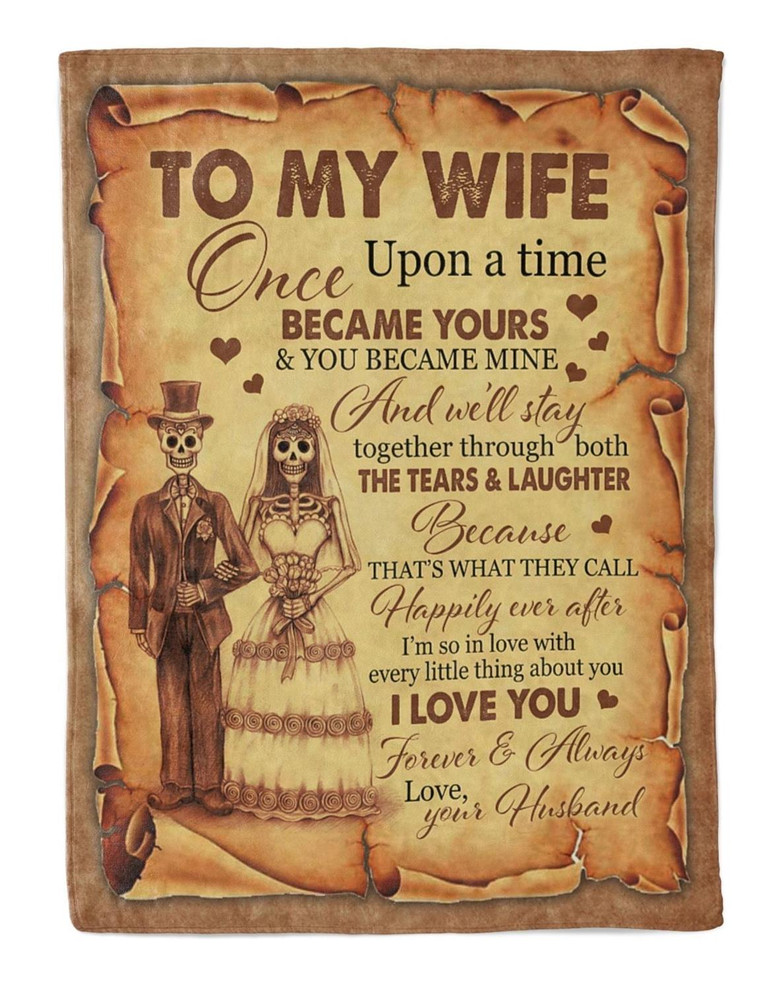Personalized To My Wife Skeleton Couple Wedding Blanket From Husband ...