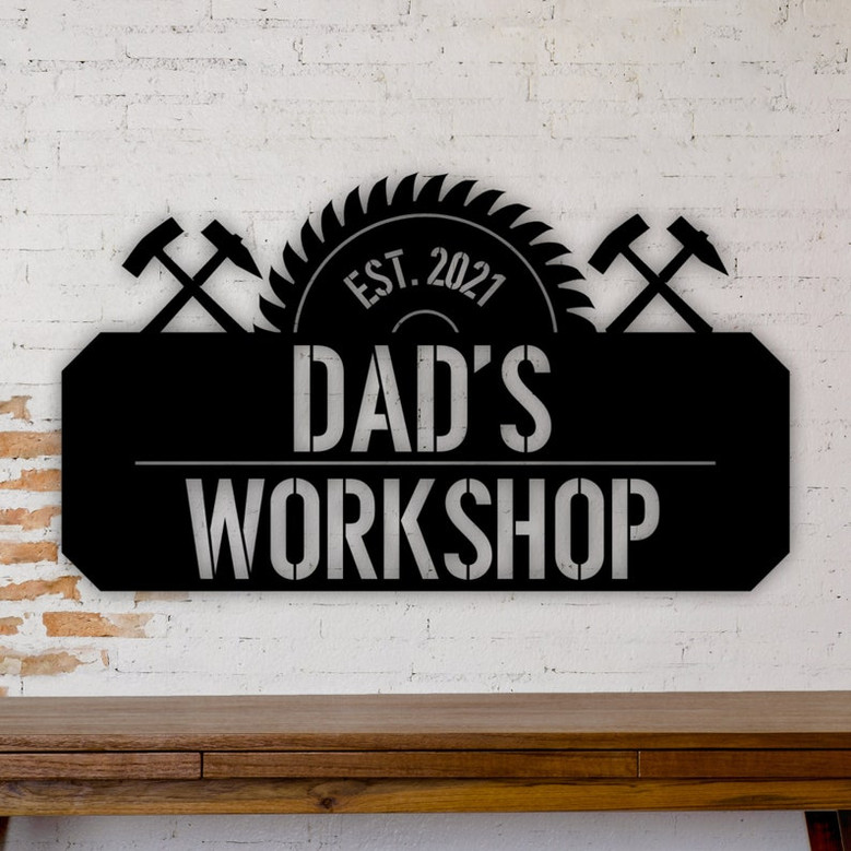 Personalized Fathers Day Sign for Dad-Papas Work Shop Metal Sign ...