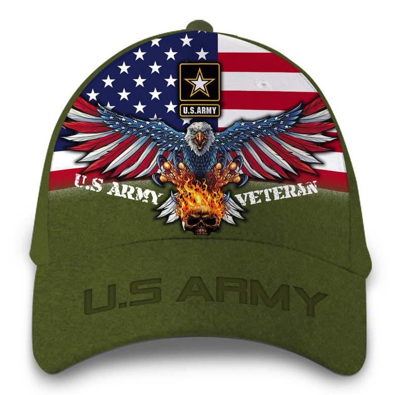 Customized Army Veteran American Flag Hat Proud US Military Hat Classic ...