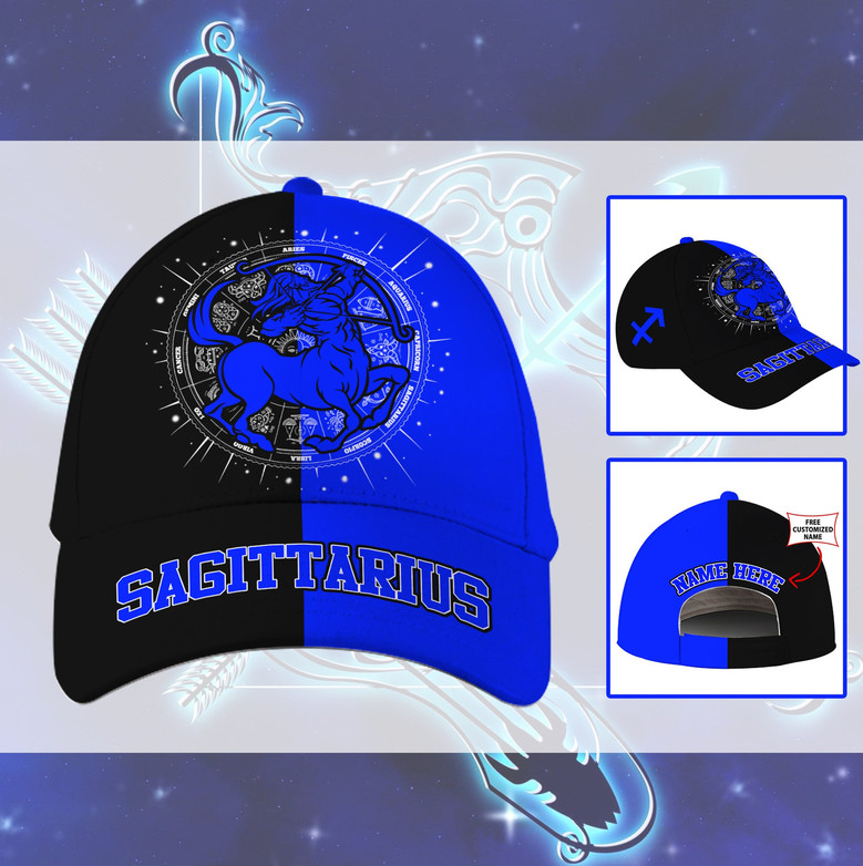 Personalized Sagittarius Blue Zodiac Hat Classic Cap Hat - Thegiftio UK