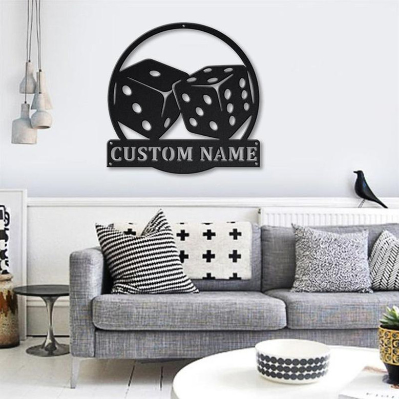 Personalized Game Dice Monogram Metal Sign, Custom Name, Game Dice Sign ...