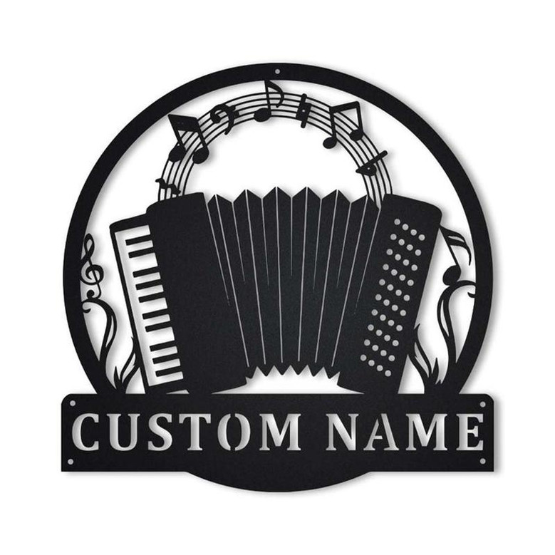 Personalized Accordion Metal Sign, Custom Name, Accordion Metal Sign ...