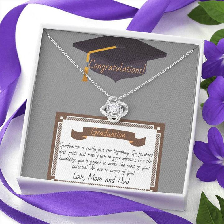 Graduate - Congratulations Graduate Daughter Love Knot Necklace - Seseable