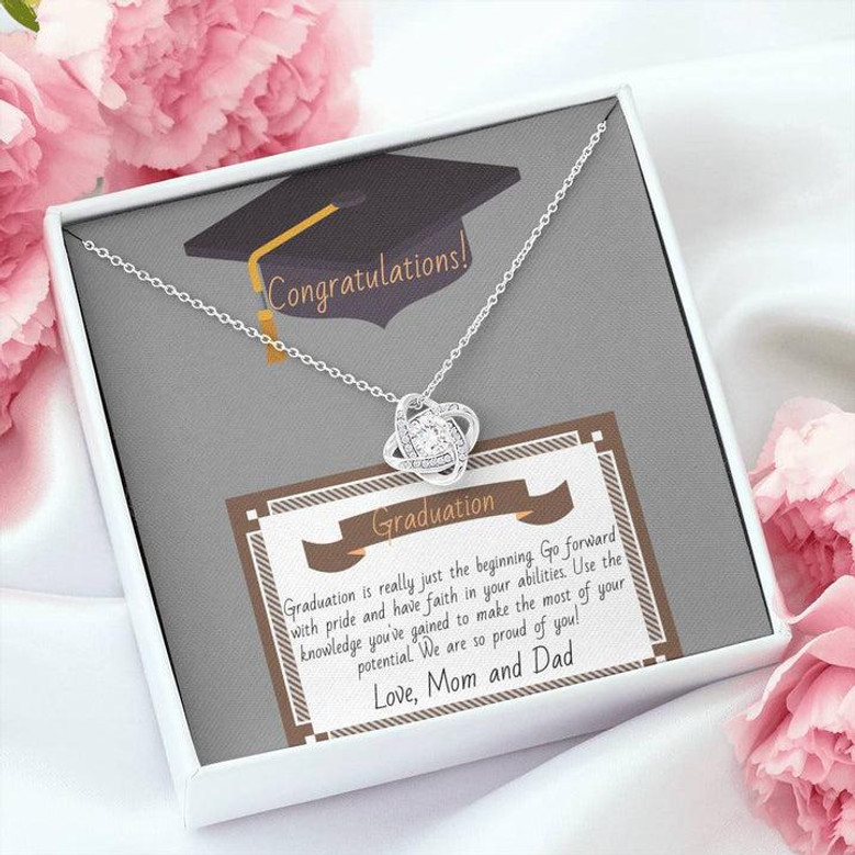 Graduate - Congratulations Graduate Daughter Love Knot Necklace - Seseable