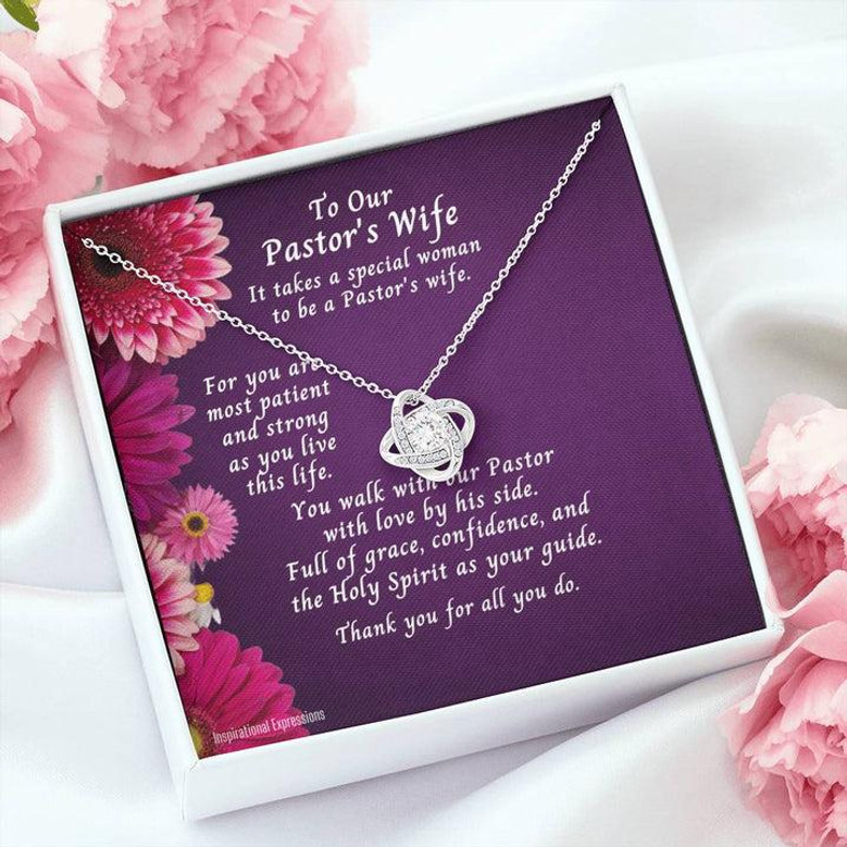 Pastor's Wife Appreciation Card With Love Knot Necklace - Seseable