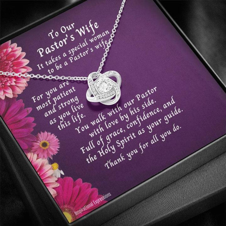 Pastor's Wife Appreciation Card With Love Knot Necklace - Seseable