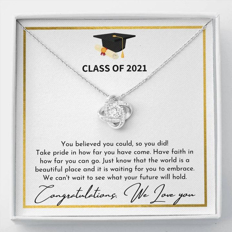 Graduation Class Of 2021 Congratulations Love Knot Necklace - Thegiftio UK