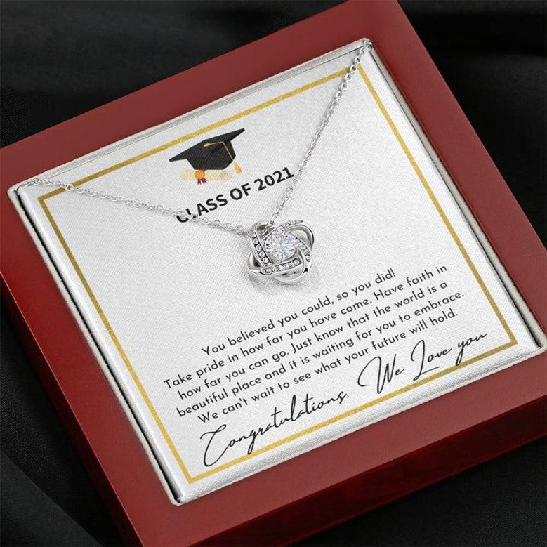 Graduation Class Of 2021 Congratulations Love Knot Necklace - Thegiftio UK