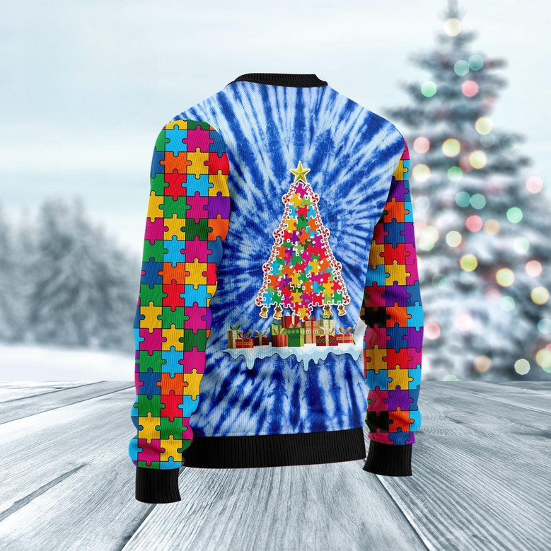 Autism Christmas Tree Funny Family Ugly Christmas Holiday Sweater ...