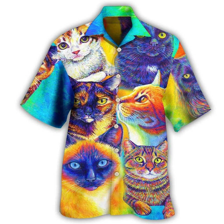 Cat Hawaiian Shirts For Summer, Colorful Cat Aloha Shirts, Best Cool ...