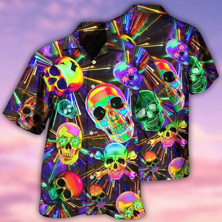 Skull Aloha Hawaiian Shirt For Summer - Skull Smile Happy And Fullcolor ...