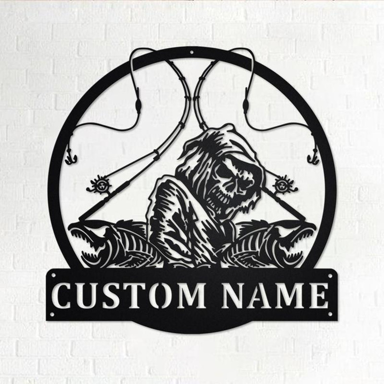 Custom Fish Reaper Skull Metal Wall Art - Thegiftio UK