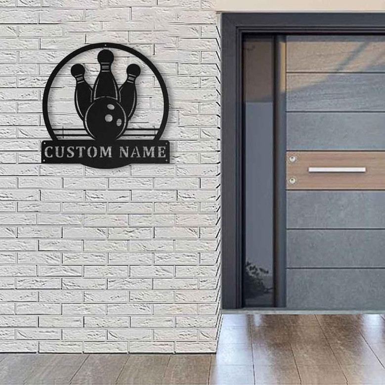 Personalized Bowling Monogram Metal Sign Art v2 - Thegiftio