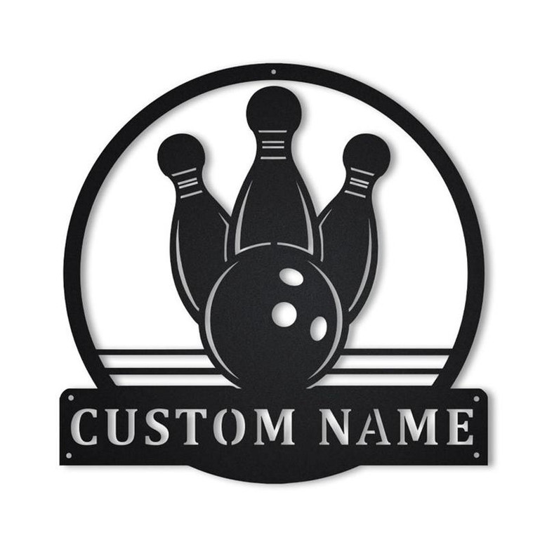 Personalized Bowling Monogram Metal Sign Art v2 - Thegiftio