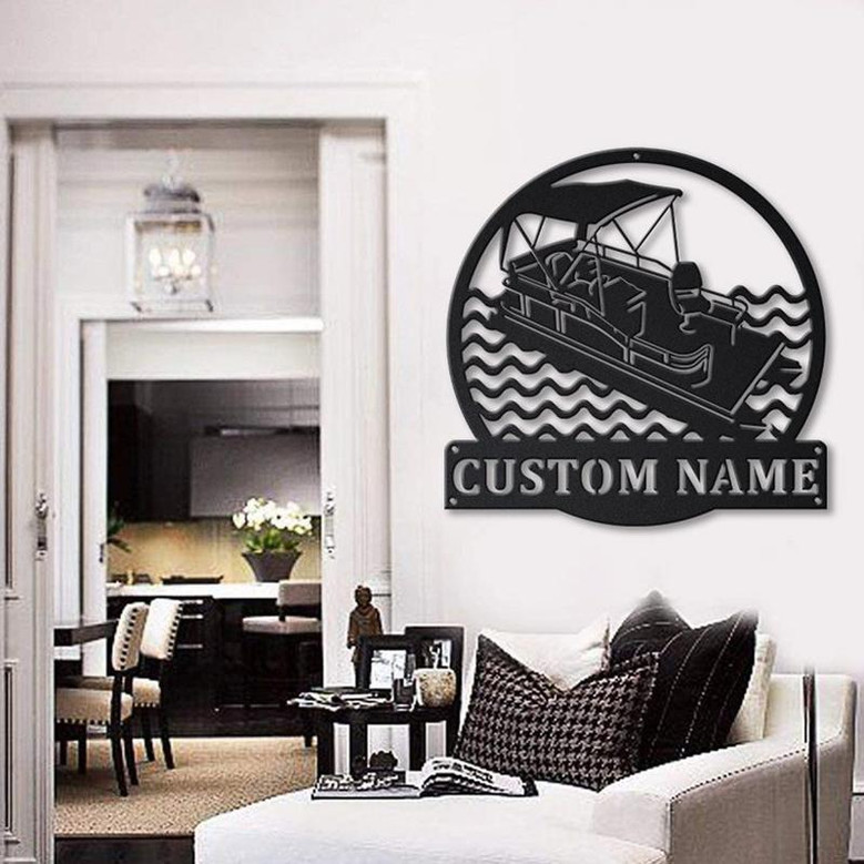 Personalized Pontoon Boat Metal Sign Art v5 - Thegiftio UK