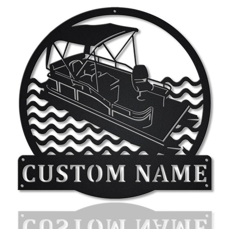 Personalized Pontoon Boat Metal Sign Art v5 - Thegiftio UK