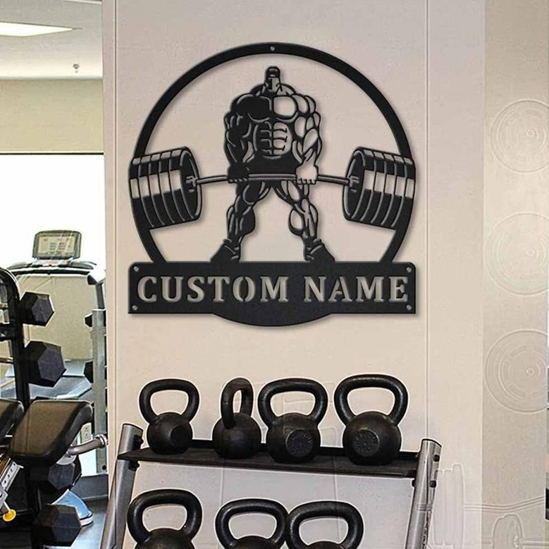 Personalized Powerlifting Sport Monogram Metal Sign Art v5 - Thegiftio UK