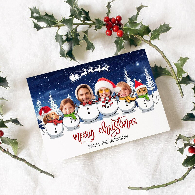 Humorous Custom Face Folded Card Funny Photo Greeting Card for Family ...