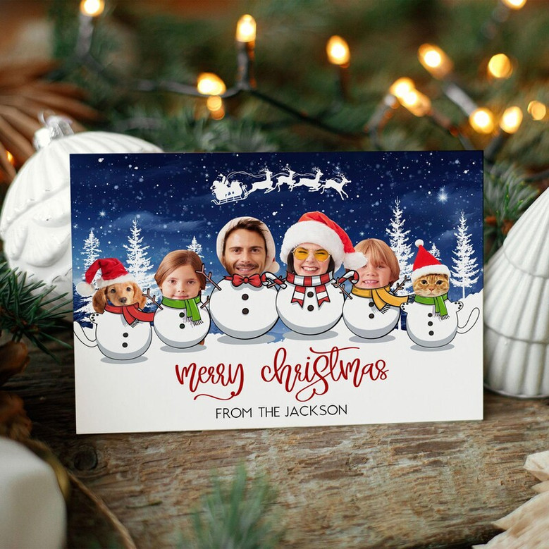 Humorous Custom Face Folded Card Funny Photo Greeting Card for Family ...