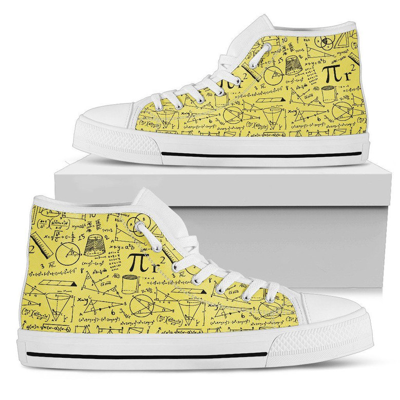 Math Pattern High Top Shoes Sneakers - Monsterry
