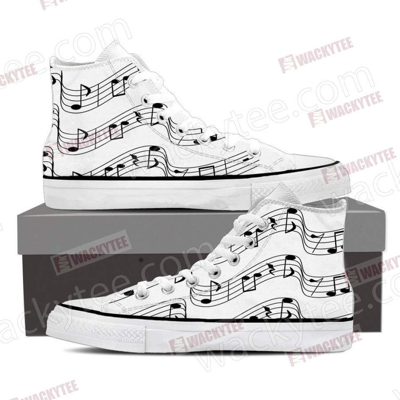 Music Notes Unisex High Top Shoes - Monsterry