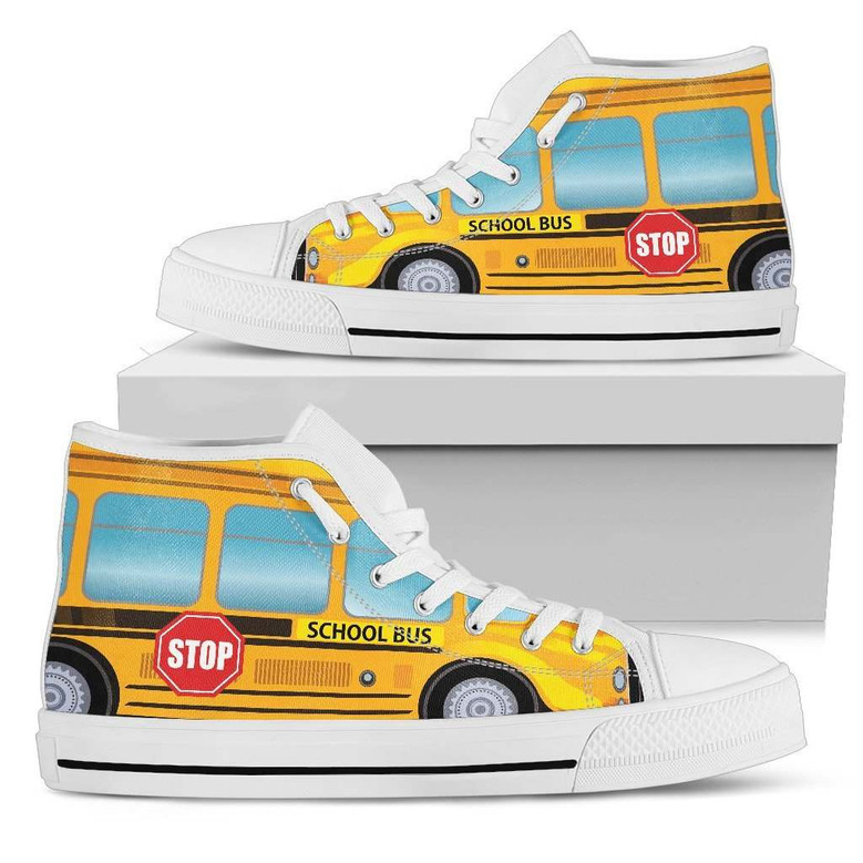 School Bus High Top Shoes Sneakers - Monsterry