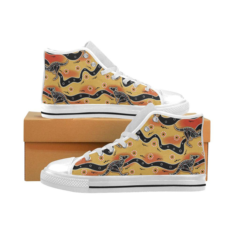 Kangaroo Australian aboriginal art pattern Men's High Top Shoes White ...