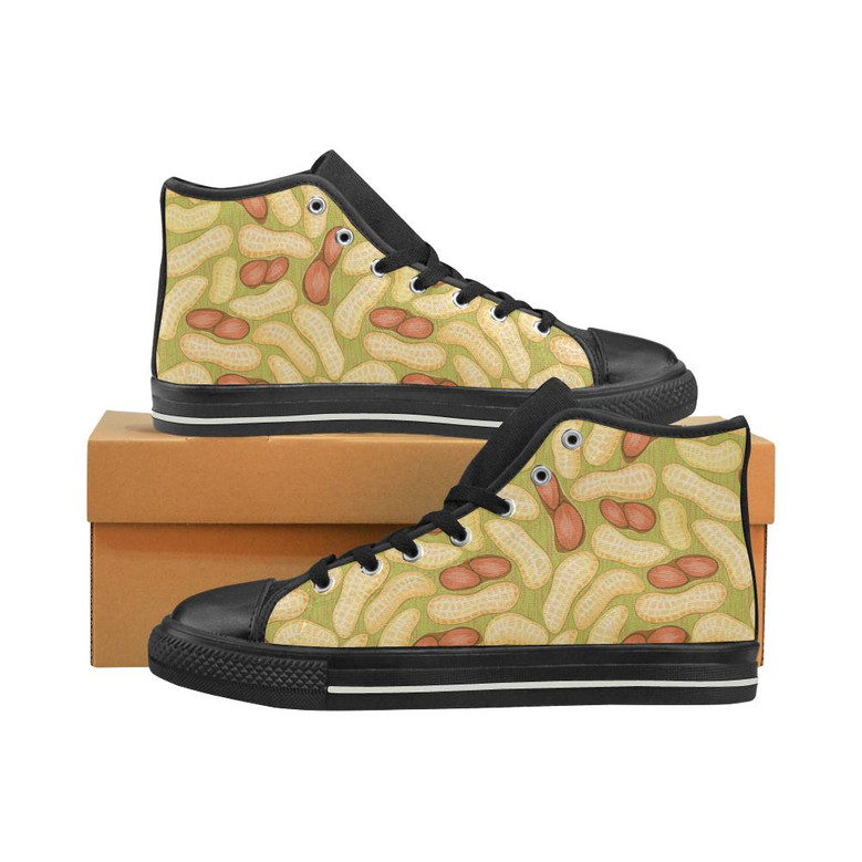 Peanut Pattern Theme Men's High Top Shoes Black - Monsterry