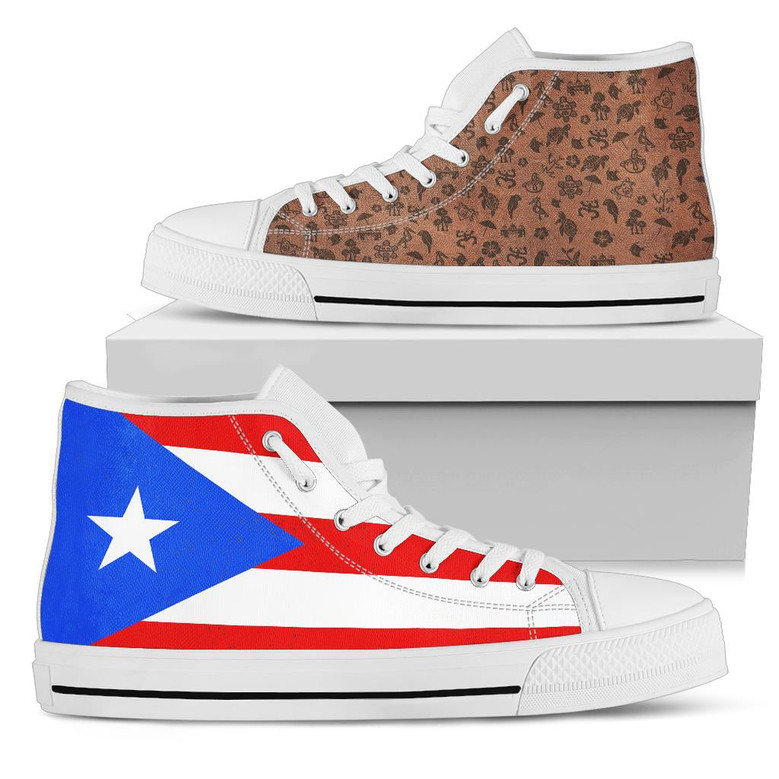 Puerto Rico Flag And Symbols High Top Shoes Sneakers - Monsterry