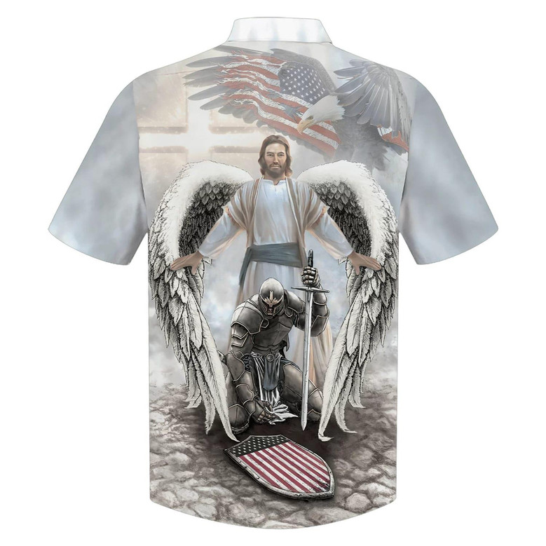American Warrior Knee Before God One Nation Under God Hawaiian Shirts ...