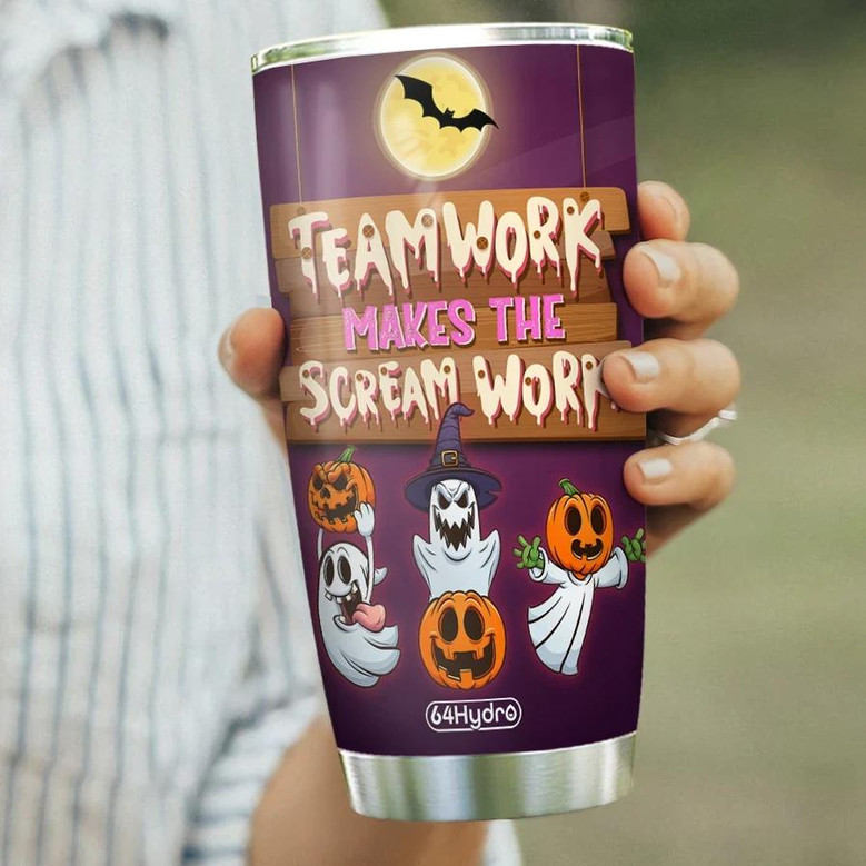 Teamwork Makes The Scream Work Boo Ghost Scary Pumpkin Trick Or Treat ...